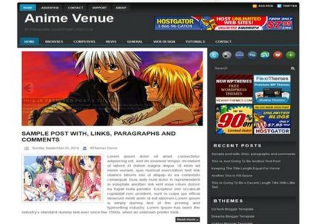 Anime Venue Blogger Template Free Download