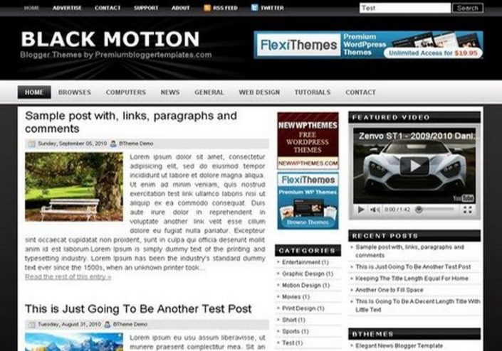 Black Motion Blogger Template Free Download