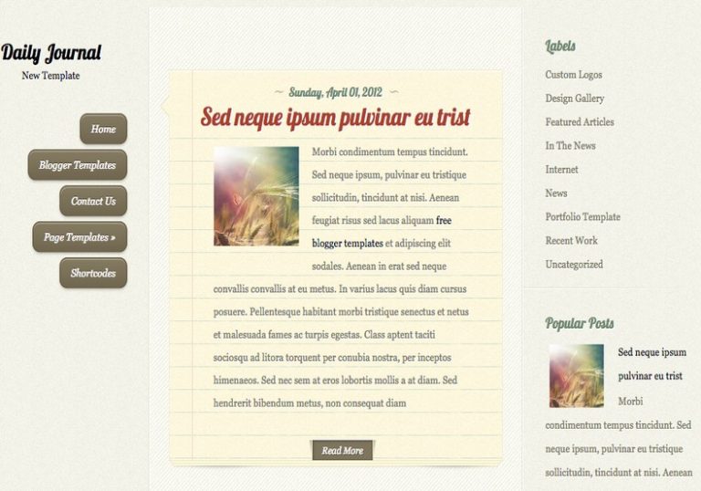 Daily Journal Blogger Template 2014 Free Download