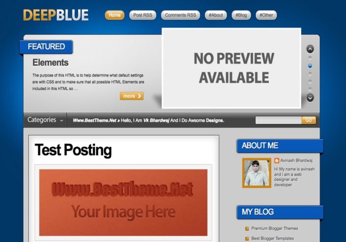 Deep Blue Blogger Template 2014 Free Download