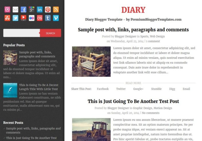 Diary Personal Blogger Template • Blogspot Templates 2025