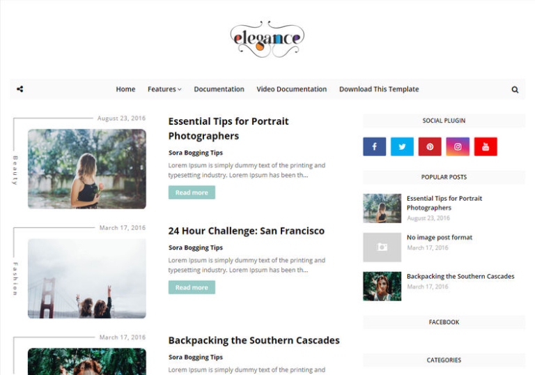 Elegance Beauty Blogger Template • Blogspot Templates 2024