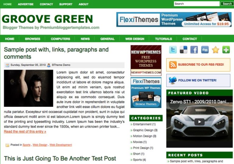 Groove Green Blogger Template 2014 free download