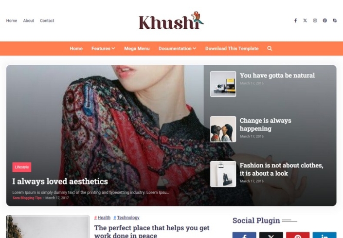 Khushi Blogger Template • Blogspot Templates 2025