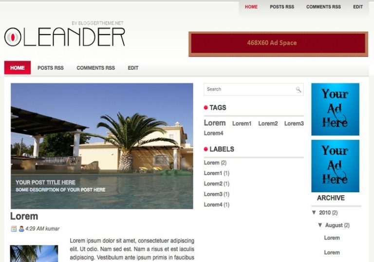 Leander Blogger Template 2014 Free Download
