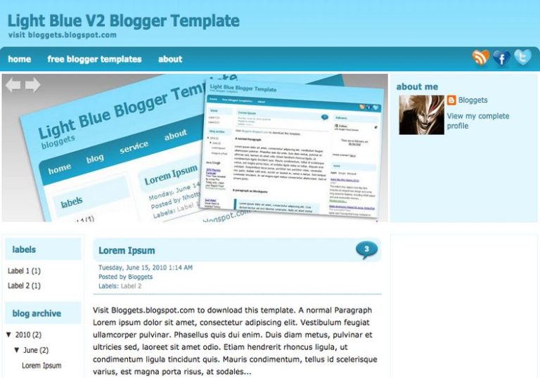 Light Blue V2 Blogger Template 2014 Free Download