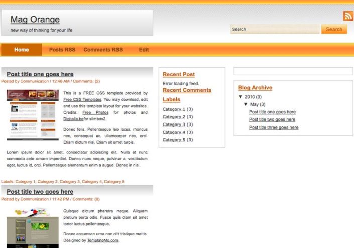 Mag Orange Blogger Template 2014 Free Download