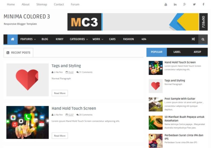 Minima Colored 3 Blogger Template • Blogspot Templates 2025