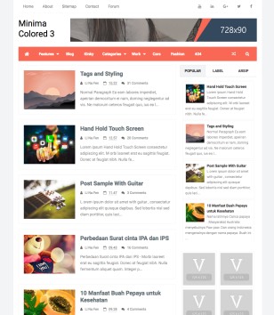 Minima Colored 3 Blogger Template • Blogspot Templates 2025