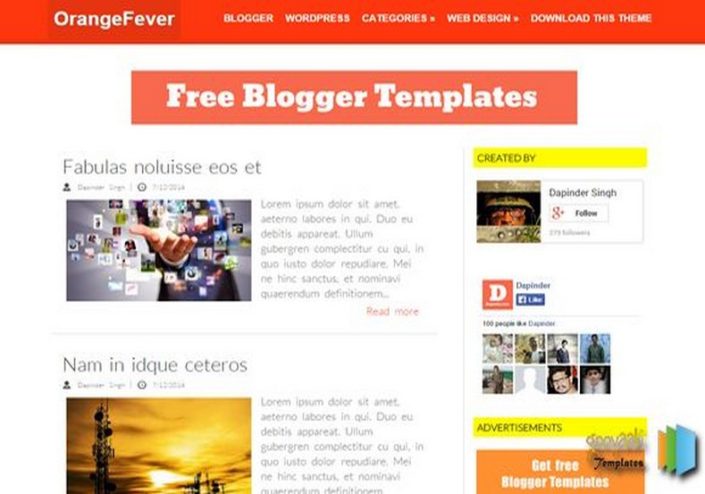 Orange Fever Blogger Template 2015 Free Best Templates