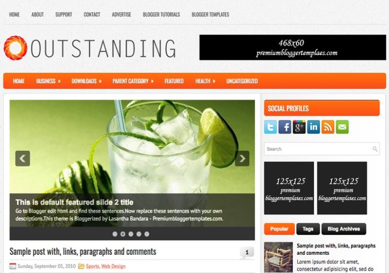 Outstanding Orange Blogger Template • Blogspot Templates 2025