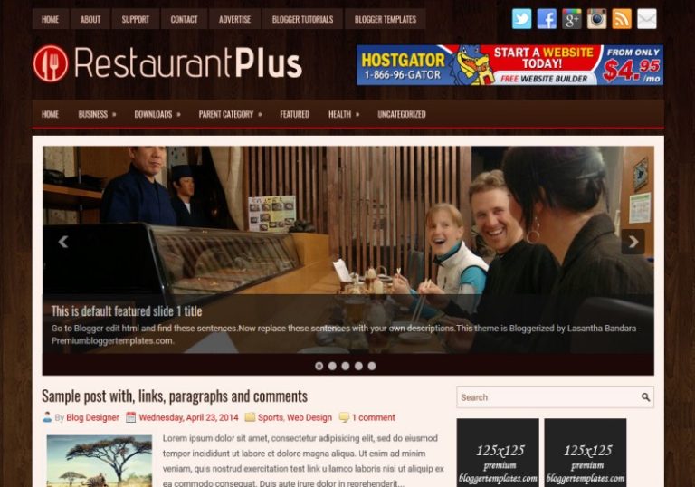 RestaurantPlus Responsive Blogger Template 2015 Free