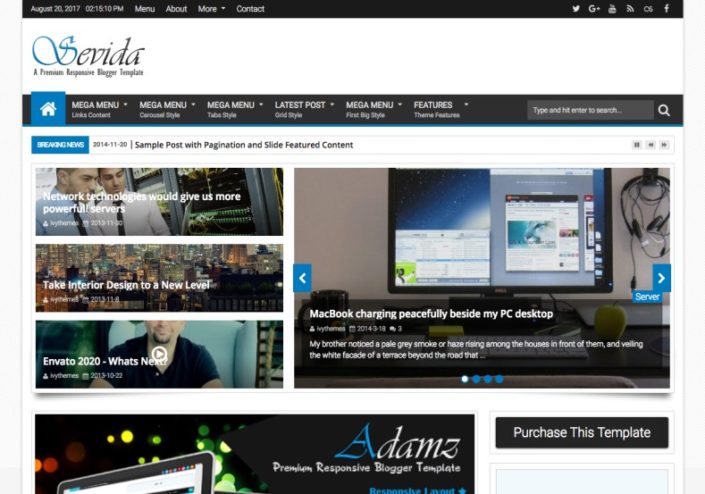 Sevida Blogger Template 2015 - Premium Templates