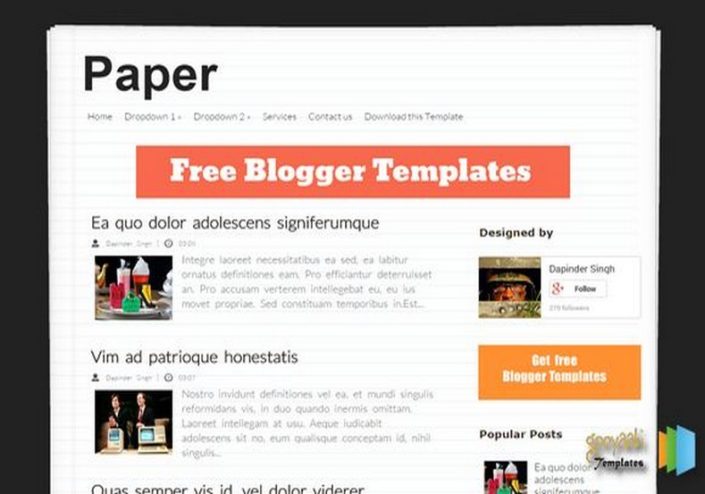 Shuffled Paper Blogger Template 2015 Blospot Themes