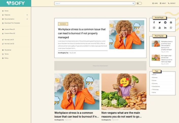 Sofy Blogger Template • Blogspot Templates 2025
