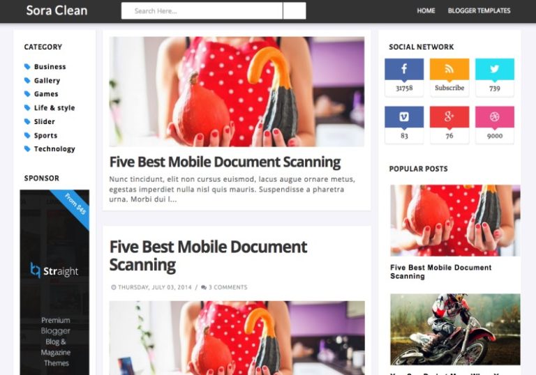 Sora Clean Blogger Template • Blogspot Templates 2025
