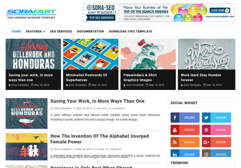 Sora Fast Loading Blogger Template • Blogspot Templates 2025