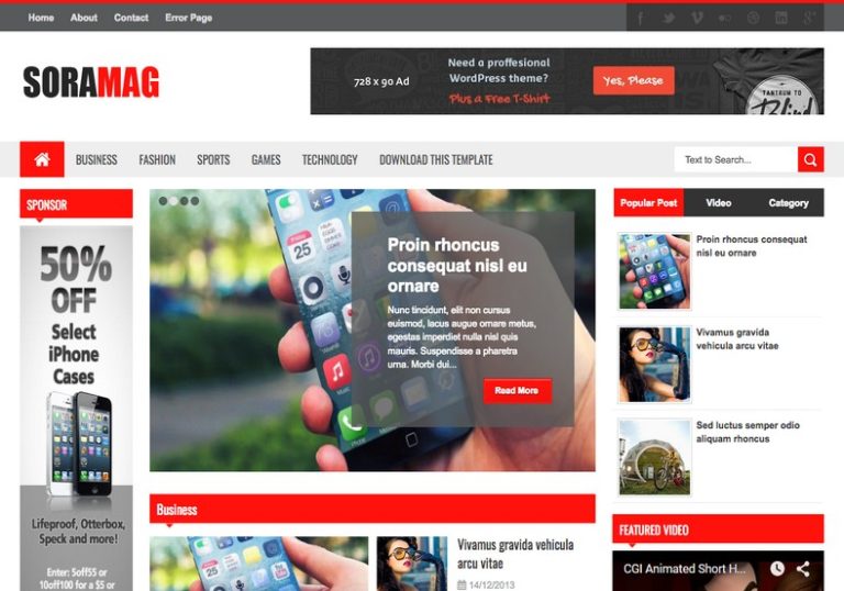Sora Mag Responsive Blogger Template 2014 Download