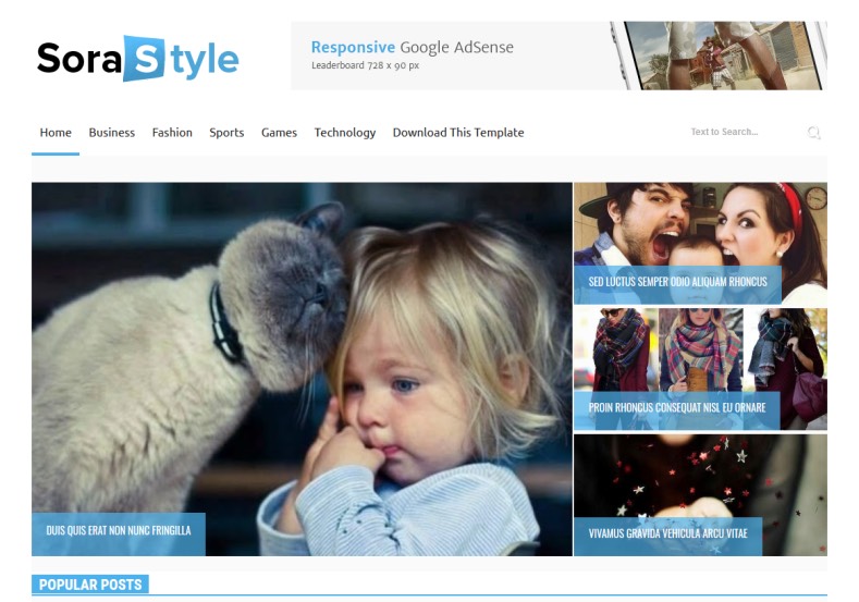 Sora Style Responsive Blogger Template • Blogspot Templates 2017