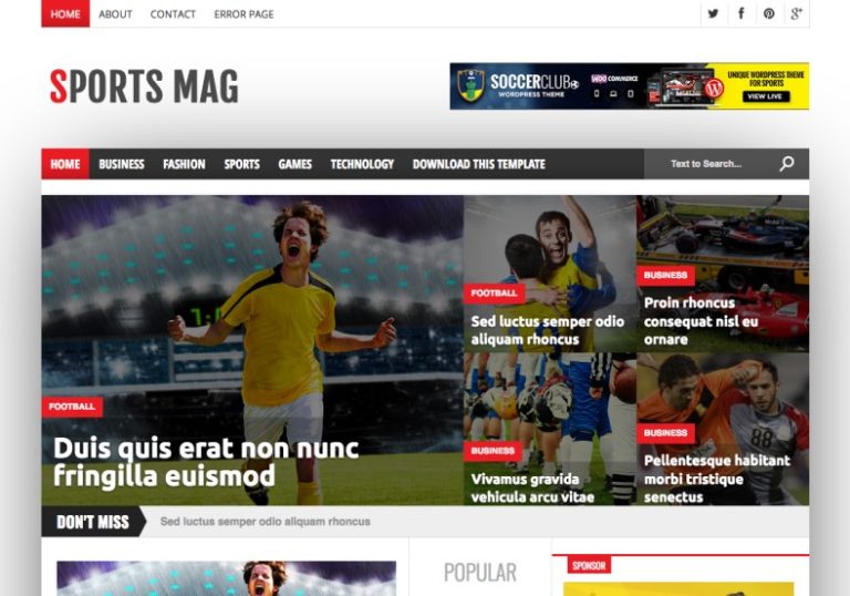 Sports Mag Blogger Template • Blogspot Templates 2025