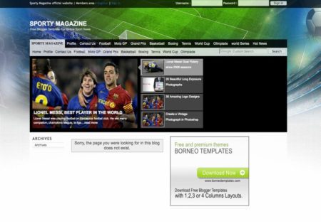 Sporty Magazine Blogger Template Free Download