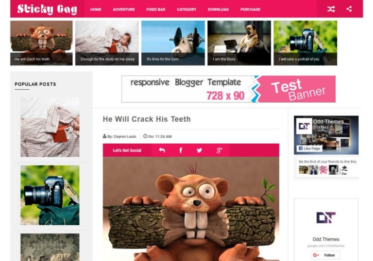 Sticky Gag Pink Responsive Blogger Template 2014 Free Blogger Templates
