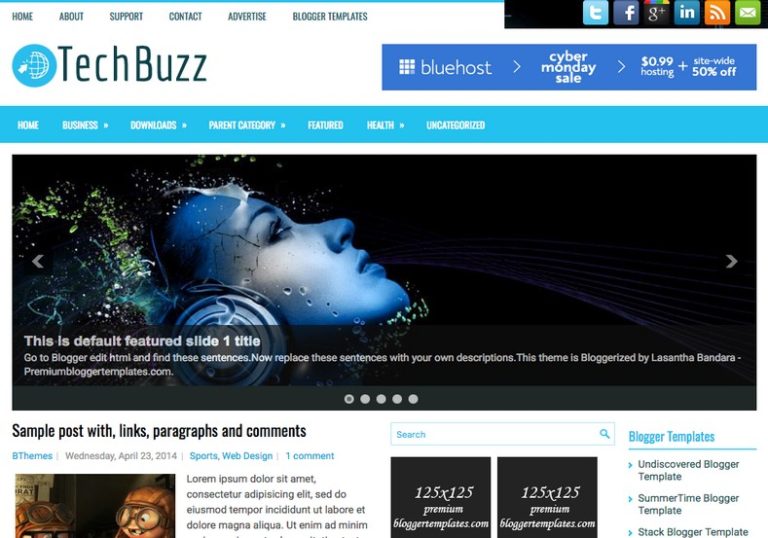 TechBuzz Responsive Blogger Template 2014 Free Blogger Templates