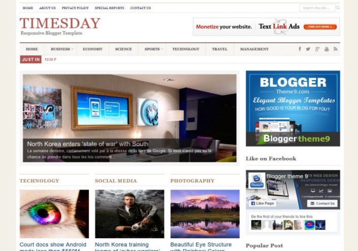 TimesDay News Mag Blogger Template • Blogspot Templates 2025