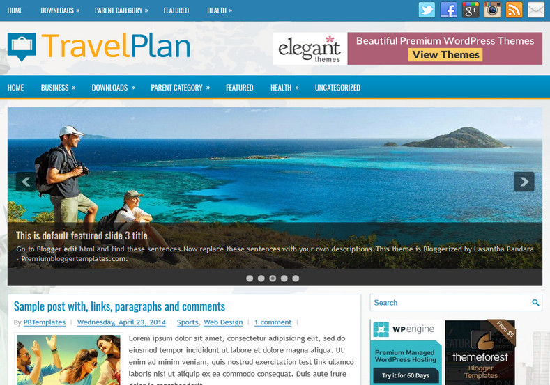 TravelPlan Responsive Blogger Template • Blogspot Templates 2017