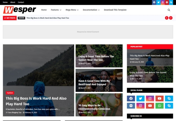 Wesper Blogger Template • Blogspot Templates 2025