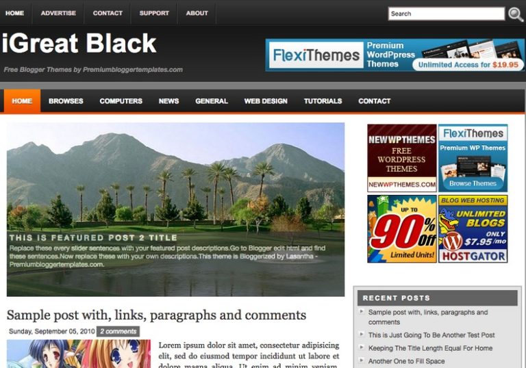 iGreat Black Blogger Template 2014 Free Download