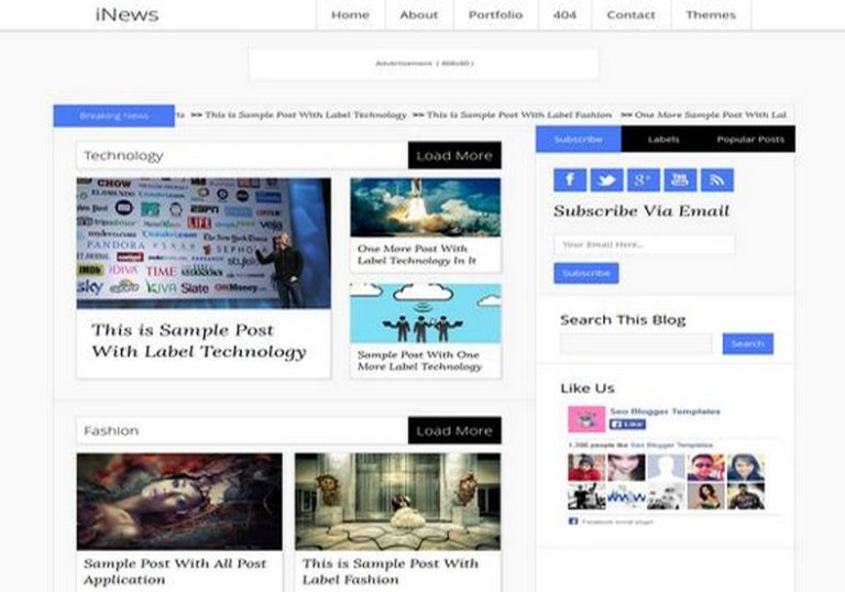 iNews 2014 Responsive Blogger Template 2014 Free Download